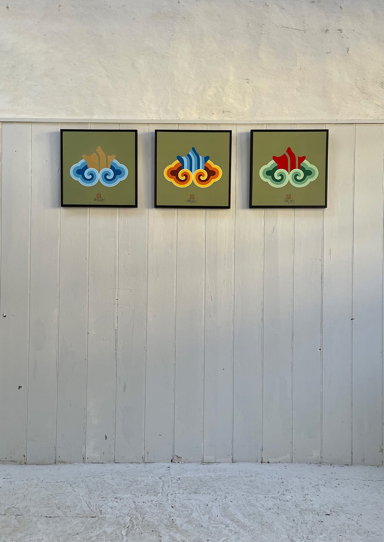 Maharishi Temple in the Clouds - triptych - Tashi Mannox